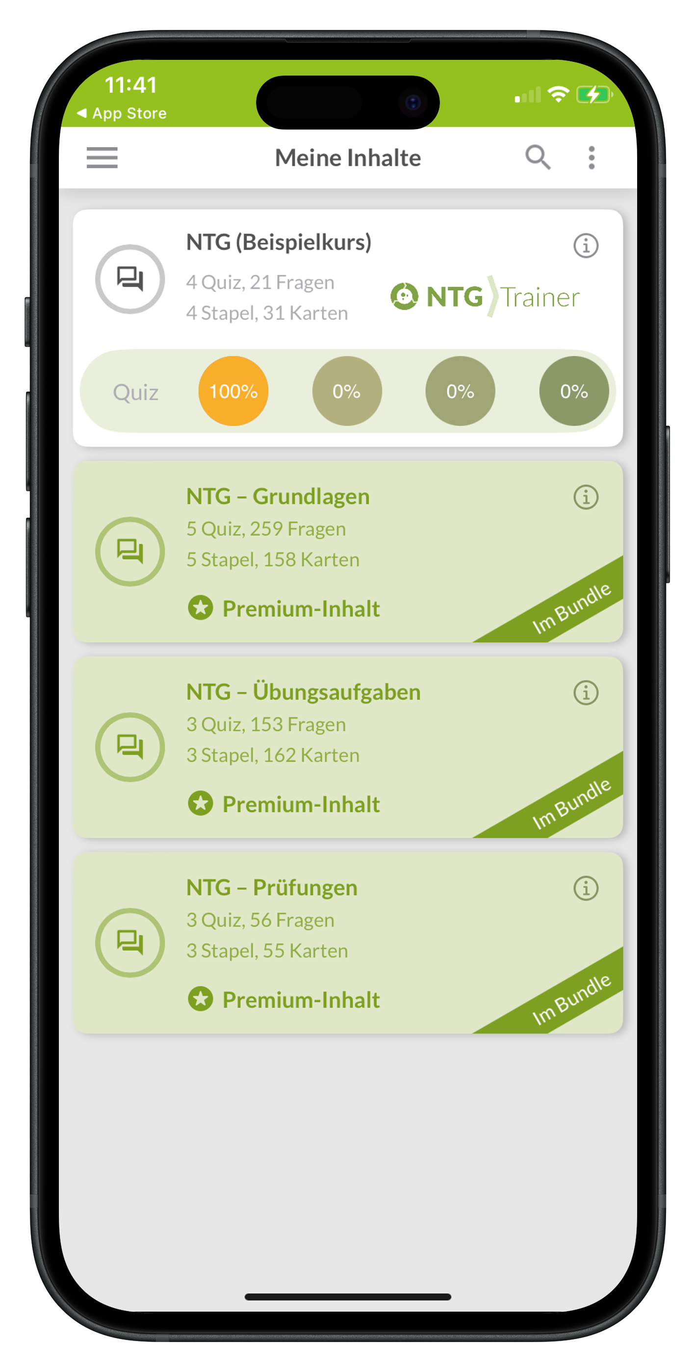 NTG Basisqualifikation - Lern App mit Quiz und Karteikarten